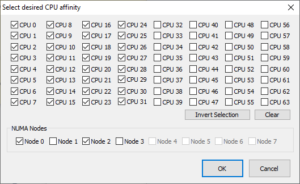 NUMA Nodes Added to CPU Affinity Dialogs
